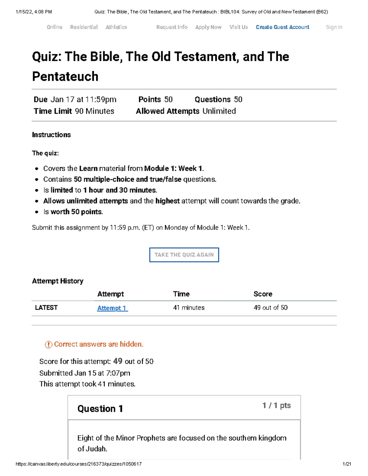 Quiz Introduction to the Study of Humanity and Sin THEO104 Introduction ...