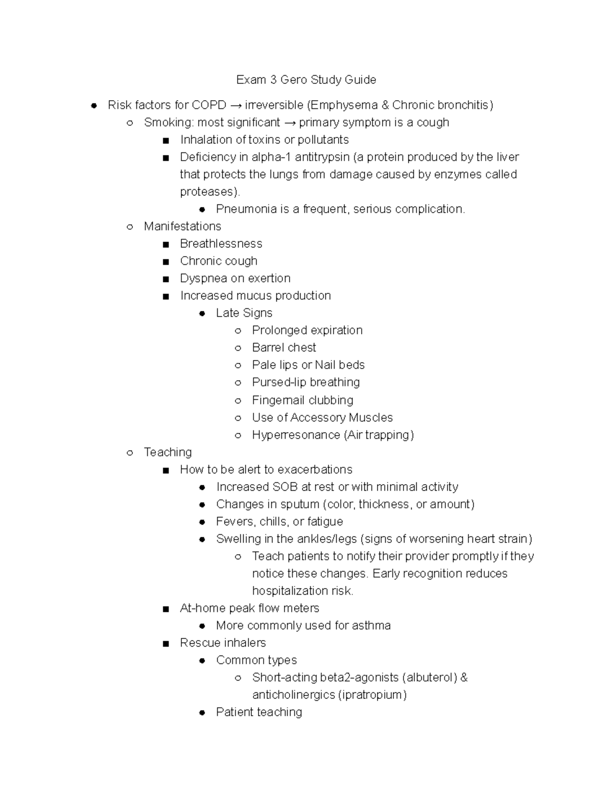 Final Exam Study Guide: Gero 101 - COPD, Osteoporosis, and Arthritis ...