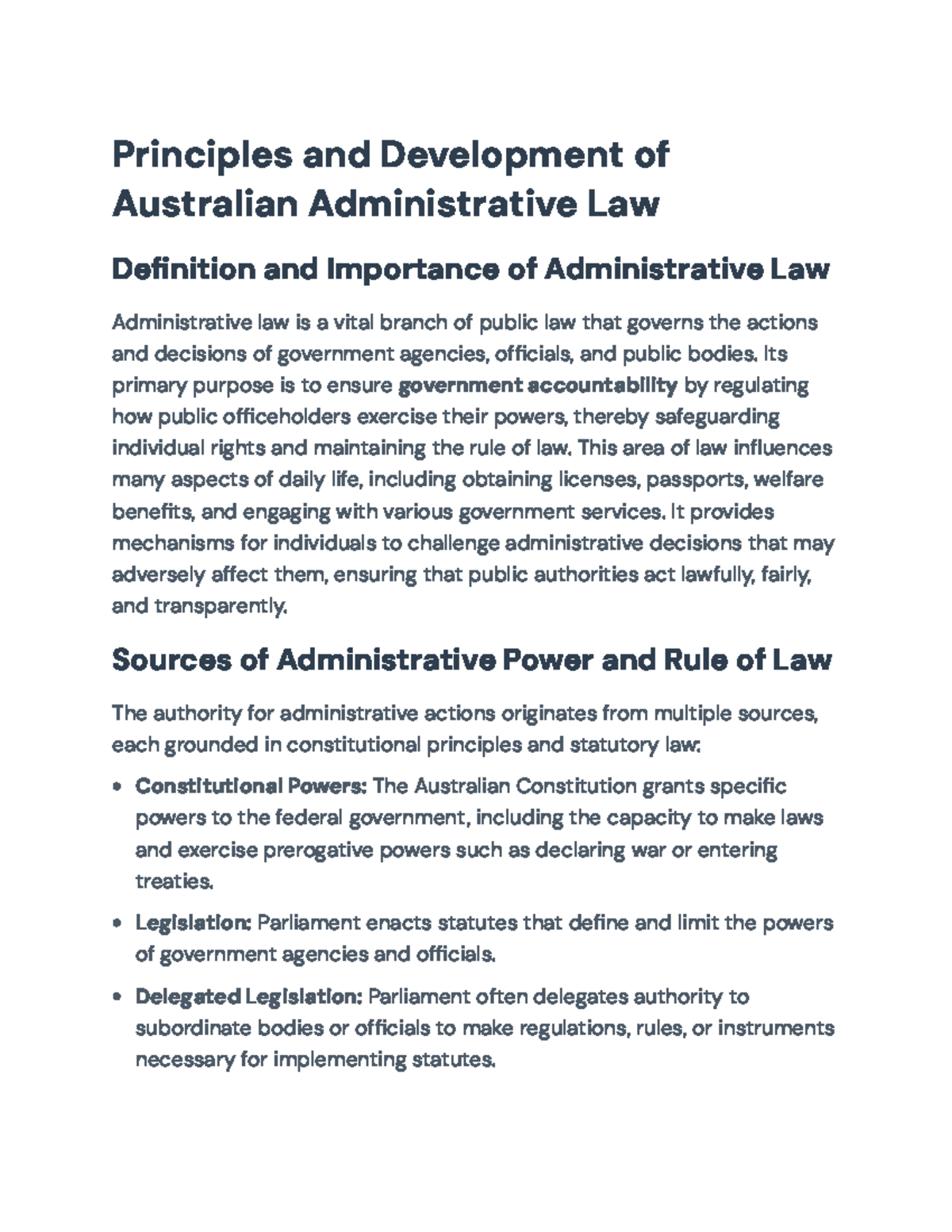 Principles and Development of Australian Admin Law: Overview ...