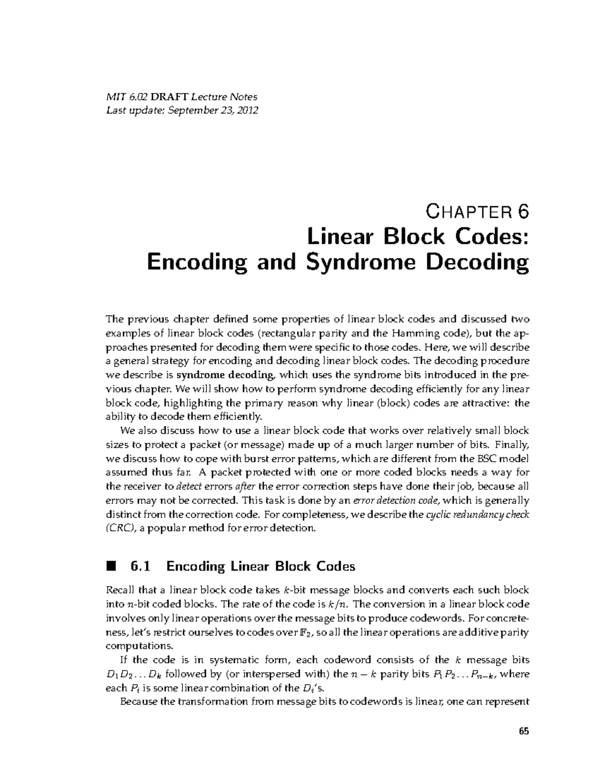 LBC Decoding Encoding - information theory - MIT 6 Notes Last update ...