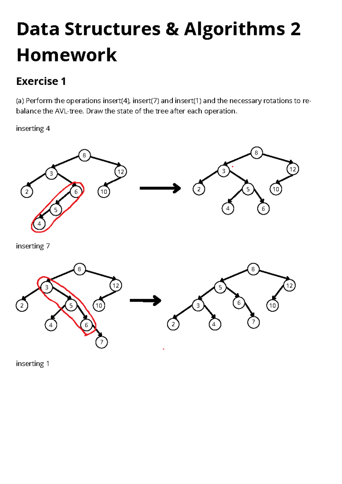Data Structures & Algorithms 2: Homework Exercise on Tree Operations - Studocu