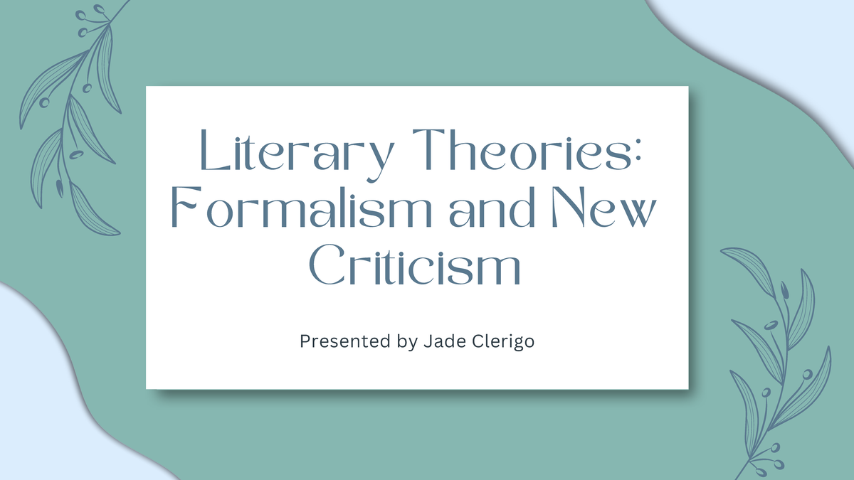 Formalism vs. New Criticism: Key Concepts & Theories Overview - Studocu