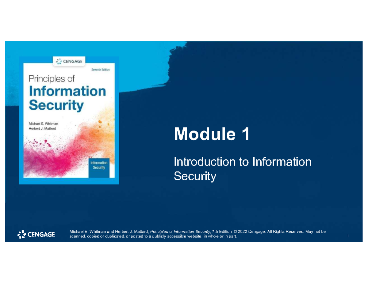 Principles of Information Security: Overview and Key Concepts (CIS 101 ...