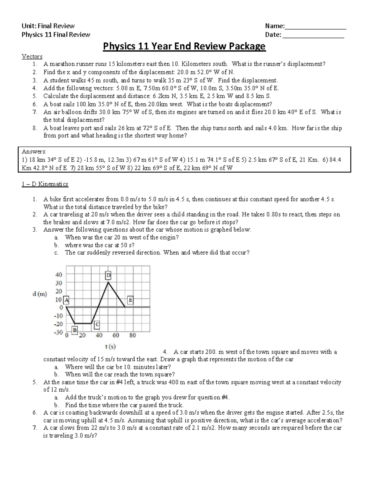 Physics 11 Final Review: Comprehensive Study Guide for Final Exam - Studocu