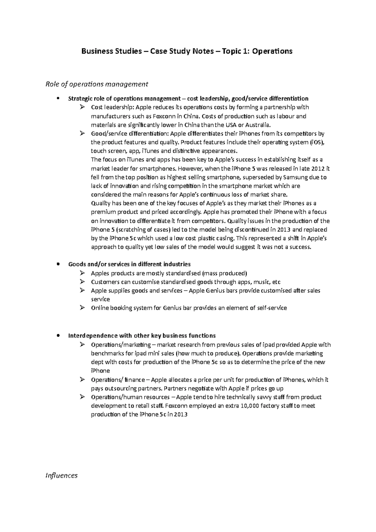 BST HR CASE Study Notes - Syllabus dot point Case Study role of HRM ...