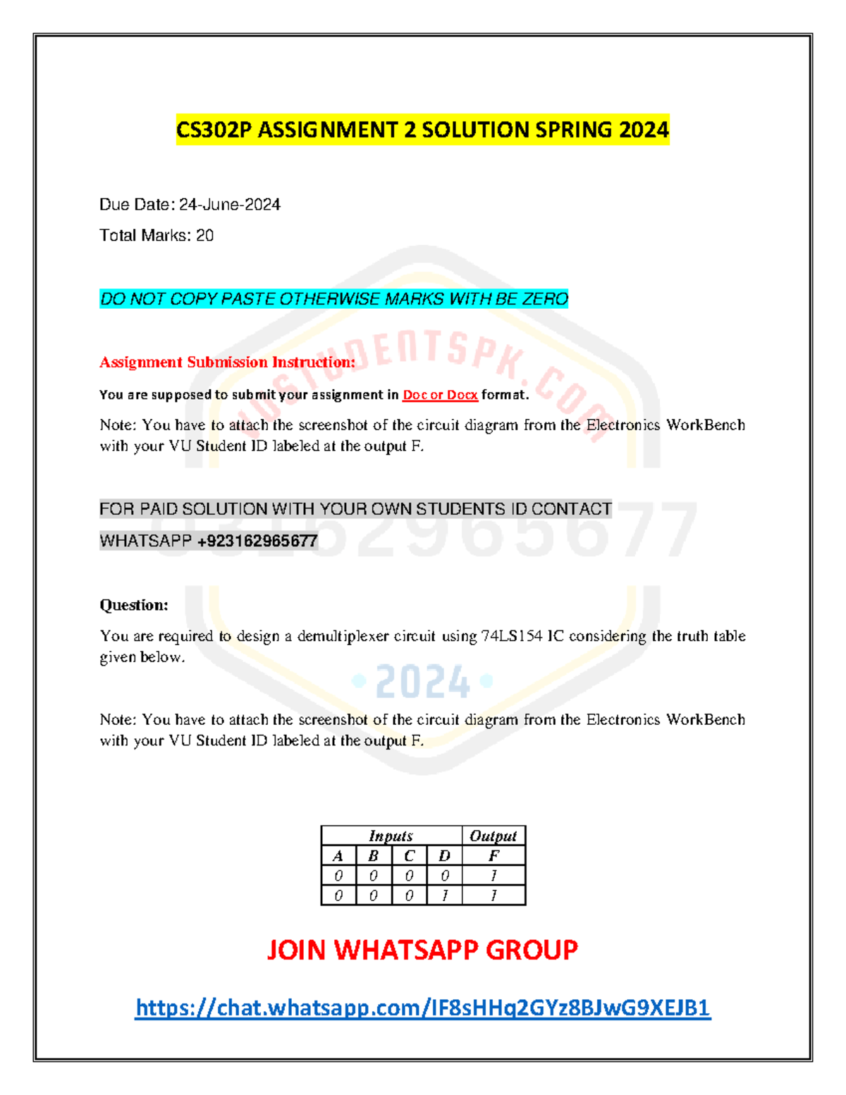 CS302 P Assignment 2 Solution Spring 2024 - JOIN WHATSAPP GROUP CS302P ASSIGNMENT 2 SOLUTION ...
