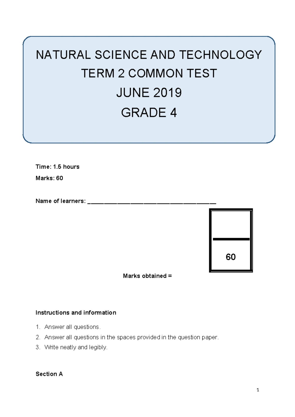 Technology Grade 8 - November Exam Practice Paper (2024) - Studocu