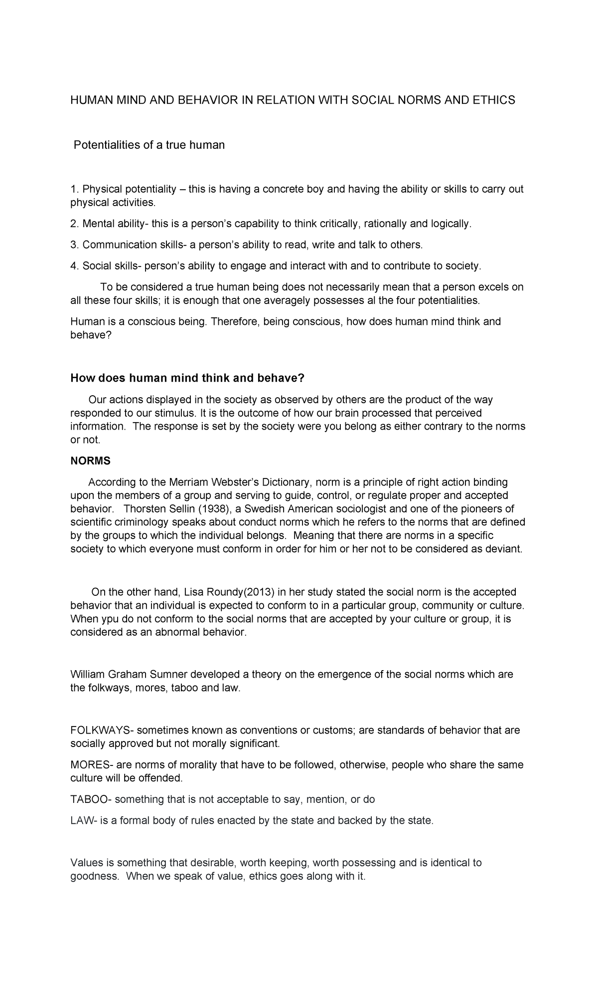 Theories-2024 - None - HUMAN MIND AND BEHAVIOR IN RELATION WITH SOCIAL ...