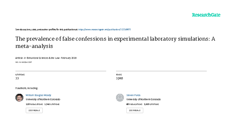 The Prevalence of False Confessions in Experimental Studies: Insights ...