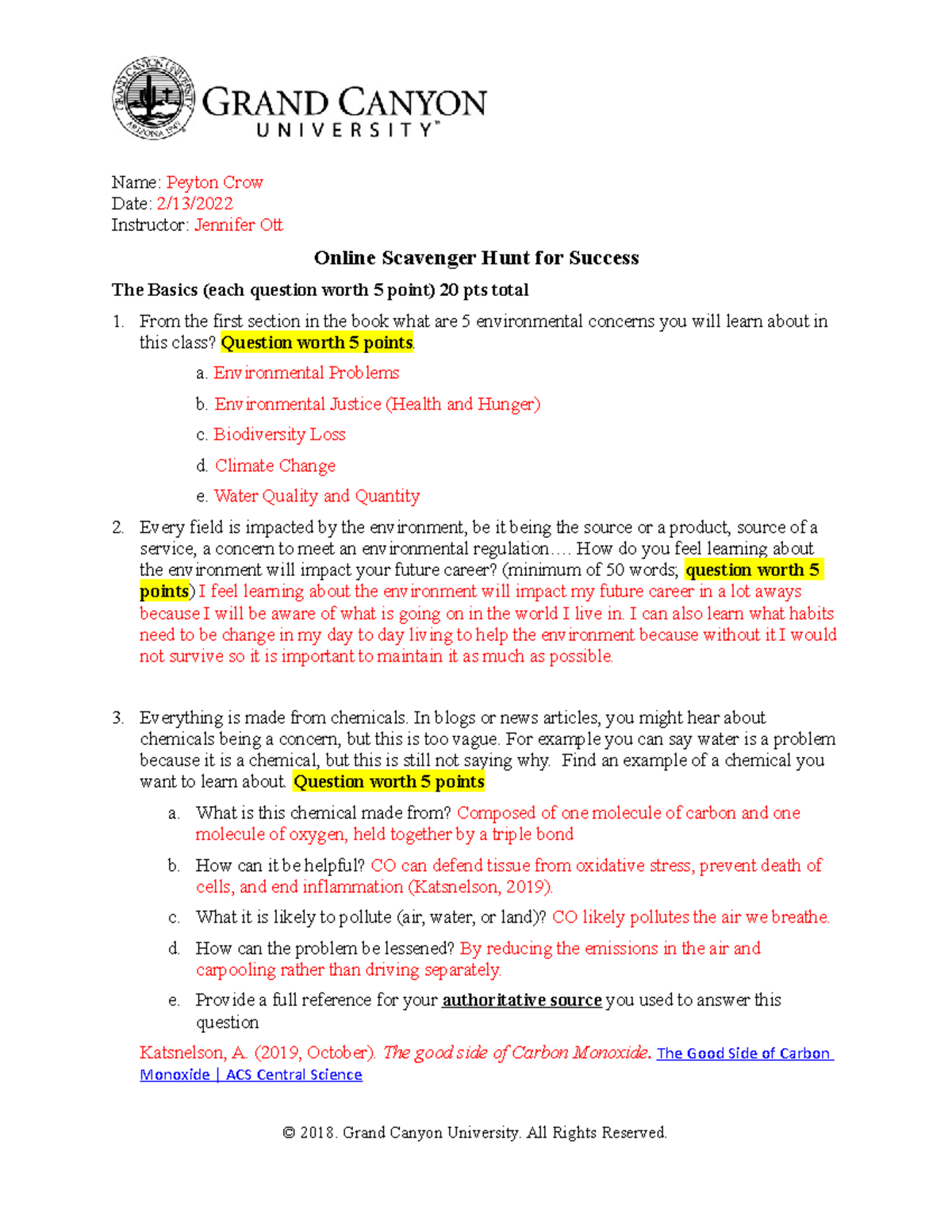 BIO-220-RS-Online Scavenger Hunt For Success Resource - Name: Peyton ...
