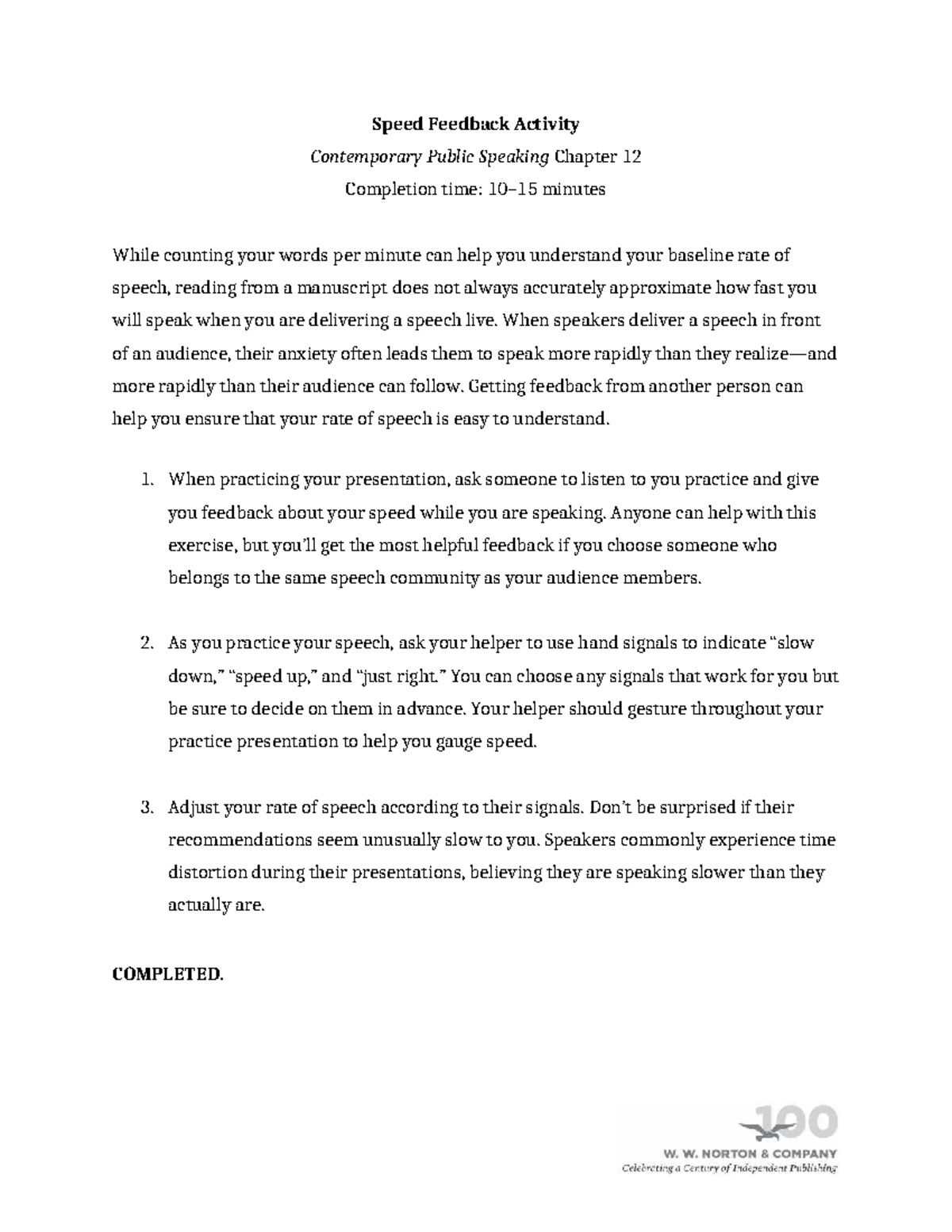CH12 Speed Feedback Activity-Tharun Jaiganesh - Speed Feedback Activity ...