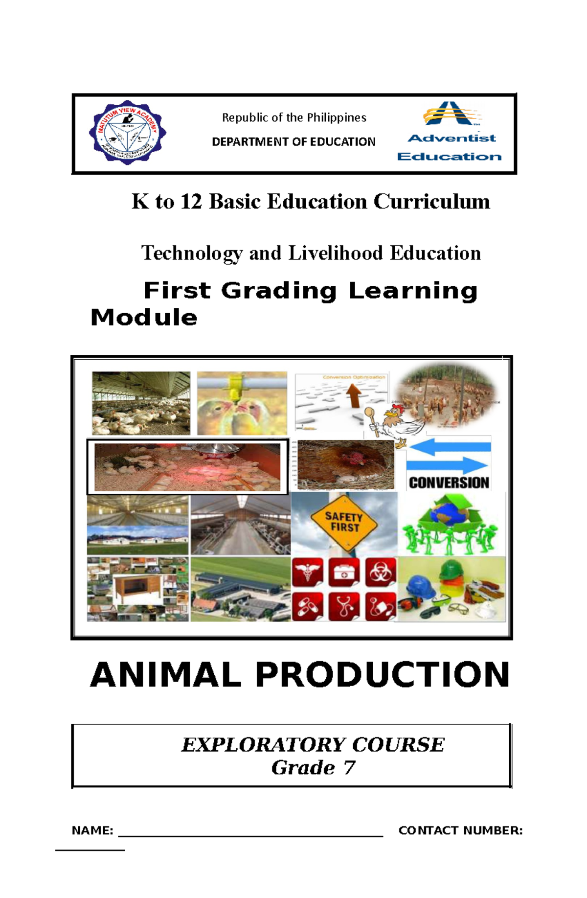 Animal Production Module - First Grading - TLE 7 - Studocu