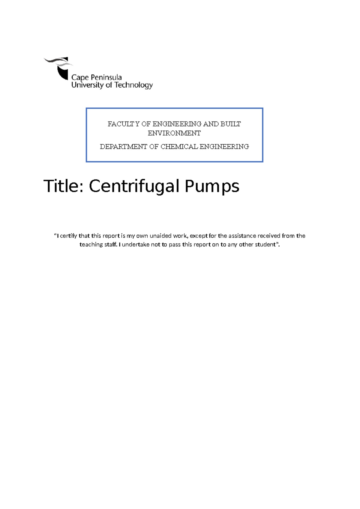 Centrifugal Pump Practical Report: Analysis of Series vs Parallel ...