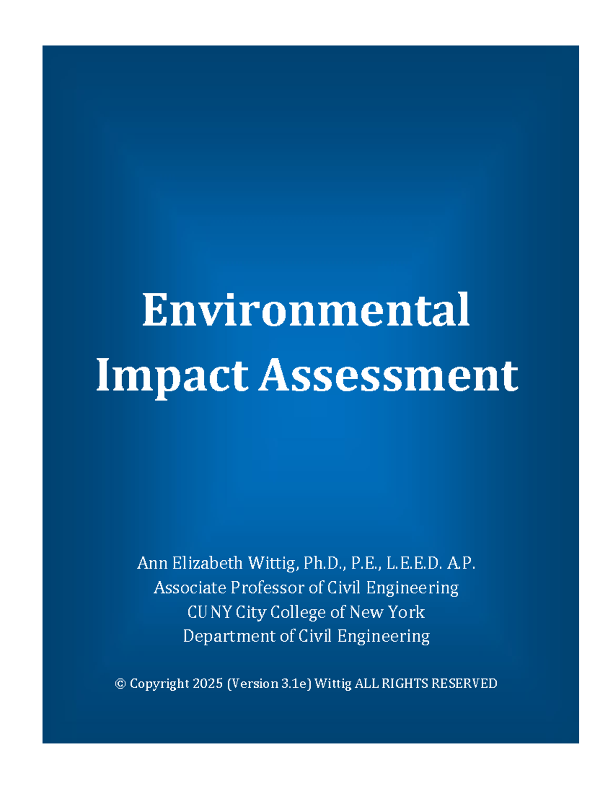 Environmental Impact Assessment Process Overview - Course Code EIA 101 ...