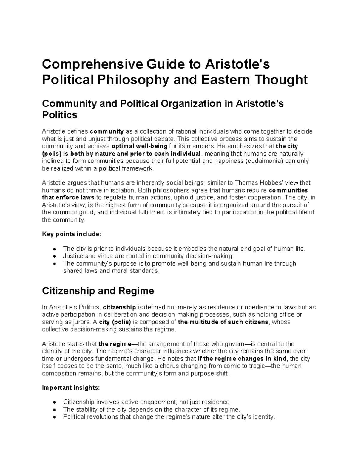 Comparative Analysis of Aristotle's Political Philosophy & Eastern ...