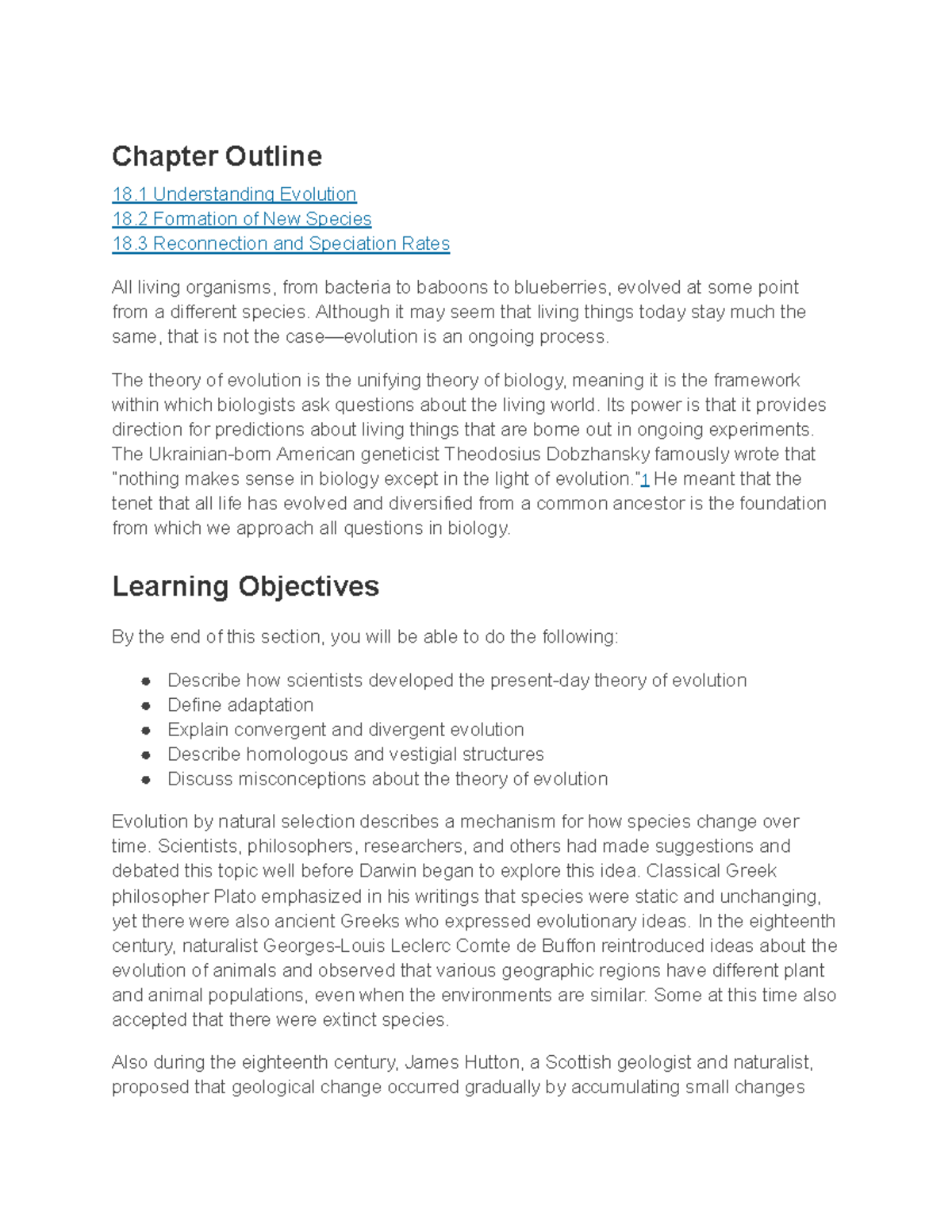 Understanding Evolution and Speciation Processes - Chapter 18 Biology - Chapter Outline 18 - Studocu