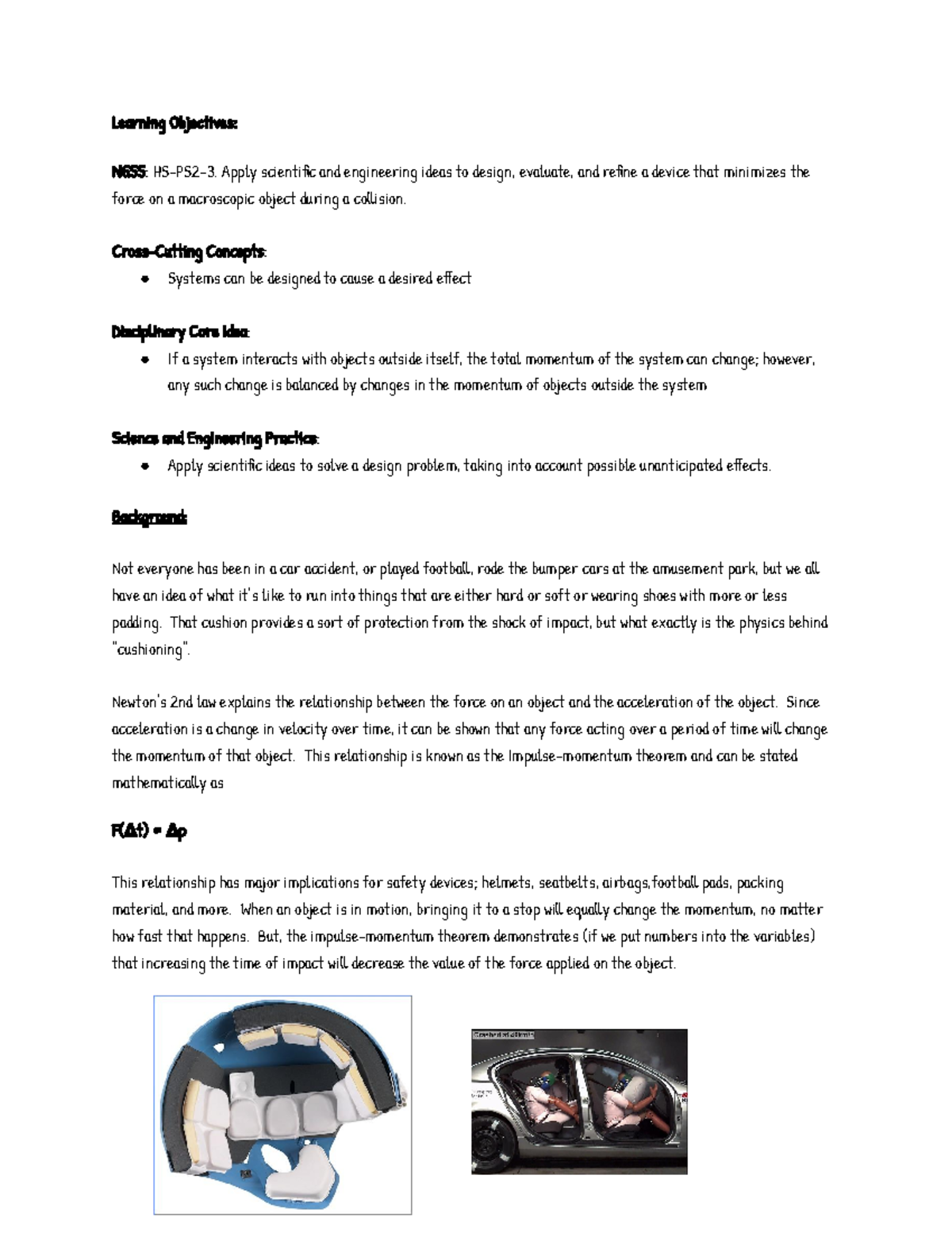 AP Physics Egg Drop Project: Final Report & Learning Objectives - Studocu