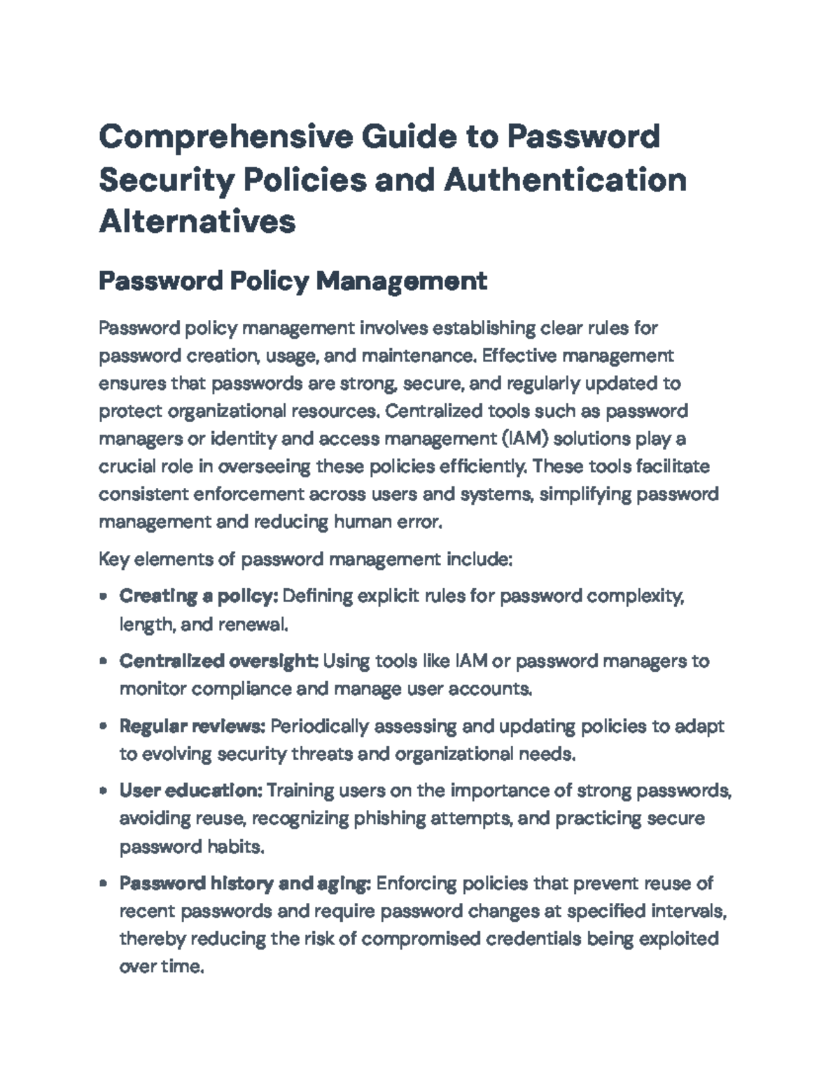 Comprehensive Guide to Password Security Policies & Auth Methods - Studocu