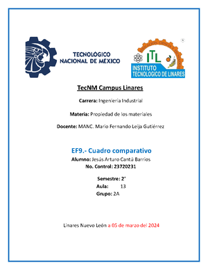 EF16.- Mapa Conceptual Leija - Propiedades De Los Materiales - TecNM ...