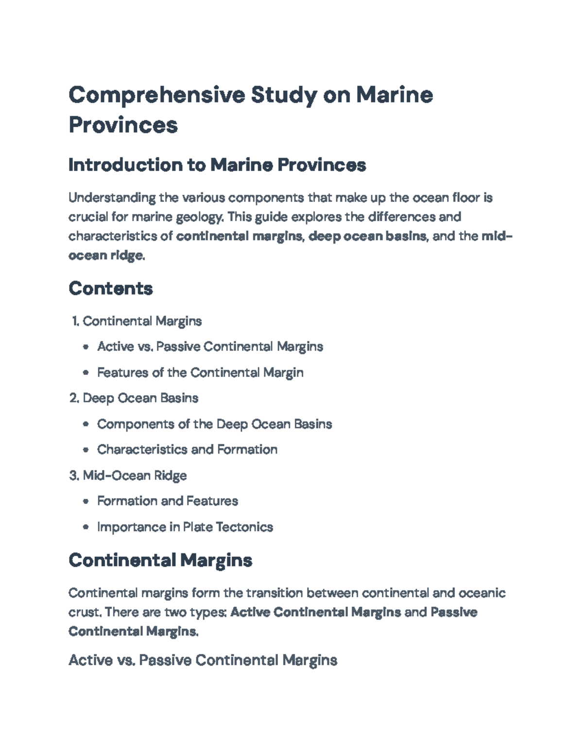 Comprehensive Overview of Marine Provinces and Oceanic Features ...