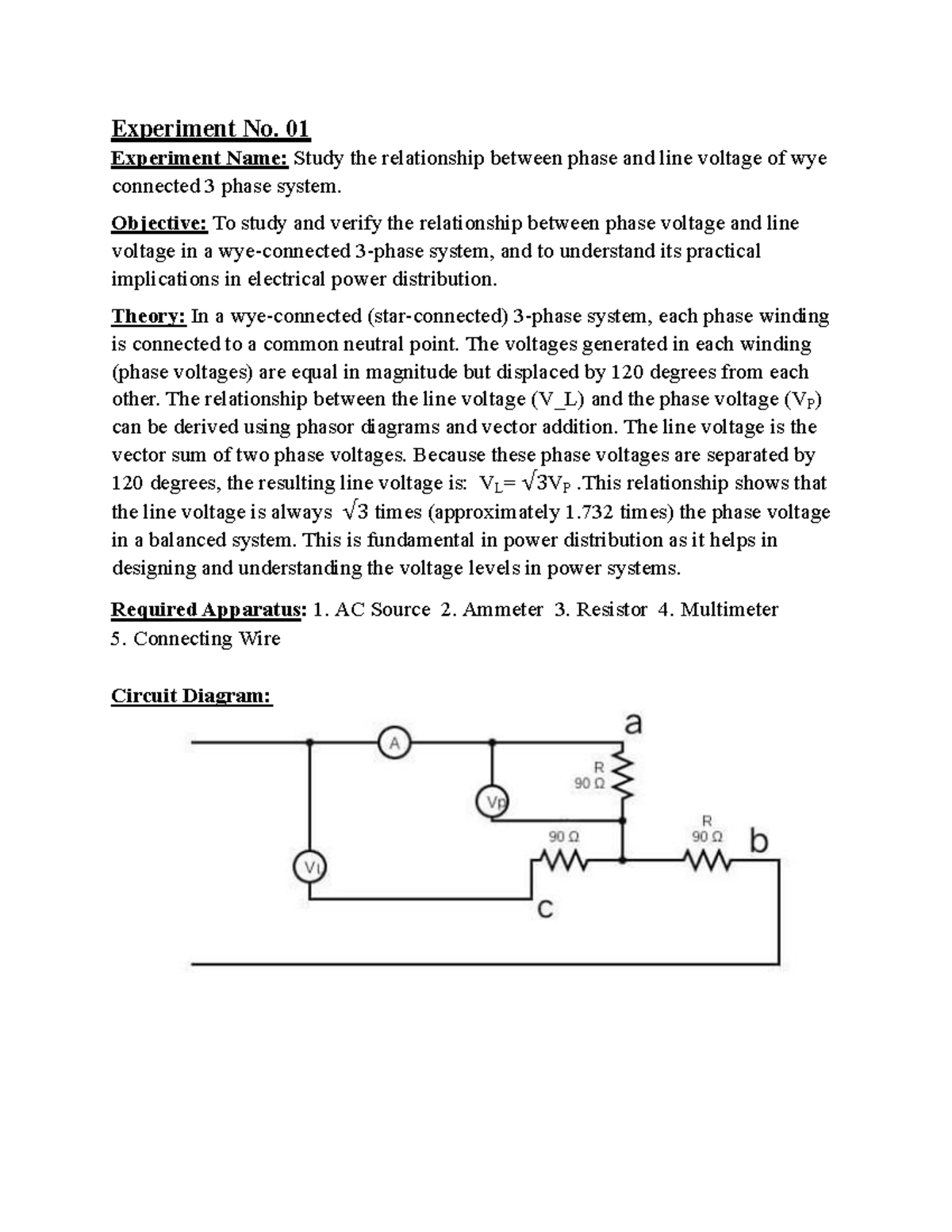 Circuit Lab Report 01 - Experiment No. 01 Experiment Name: Study the ...