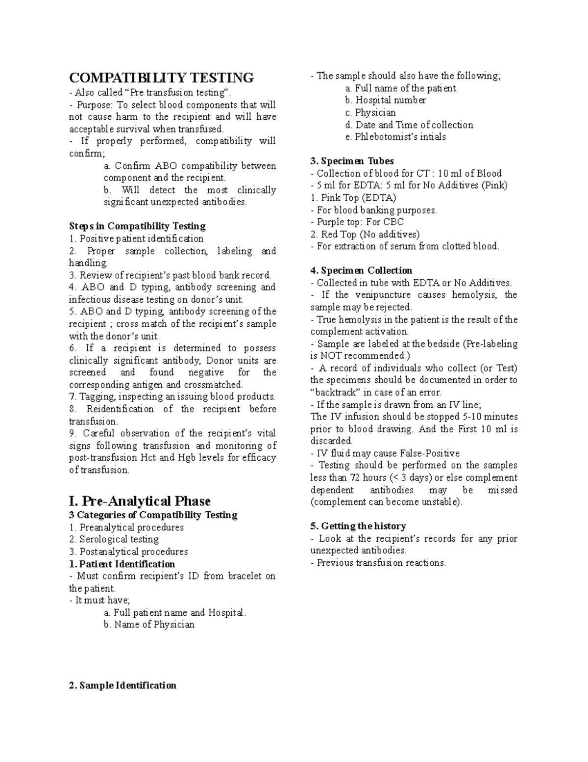 Compatibility Testing in Blood Transfusion: Key Procedures and ...