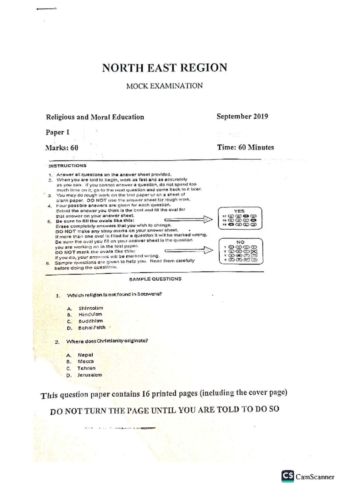 RME Mock Exam 2019 - Prepare for Success! - Studocu