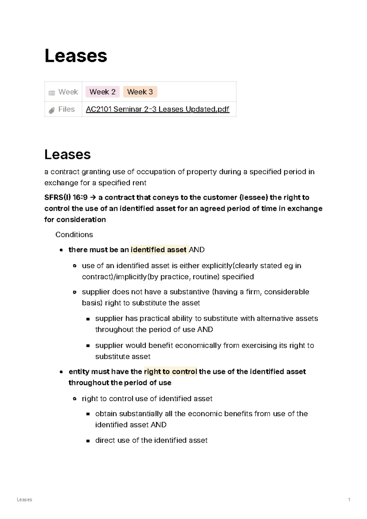 AC2102 Lease Accounting Notes and Summary - Studocu