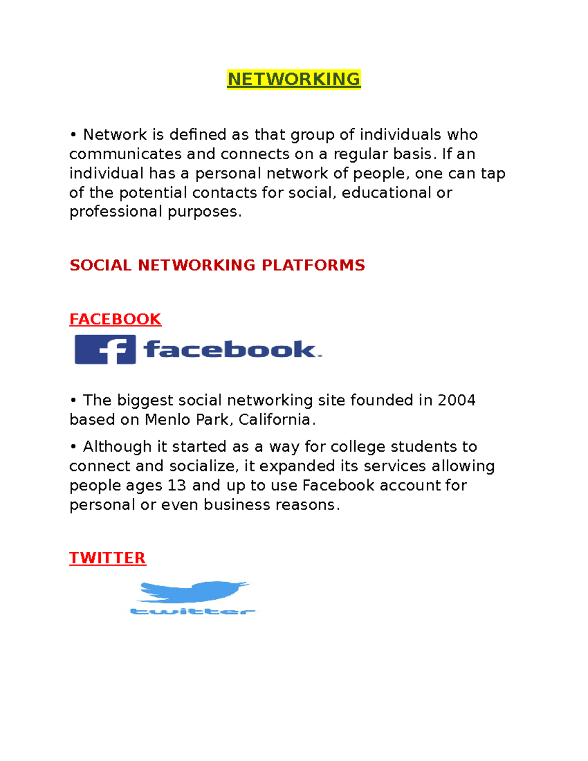 WHAT IS Networking - NETWORKING Network is defined as that group of ...