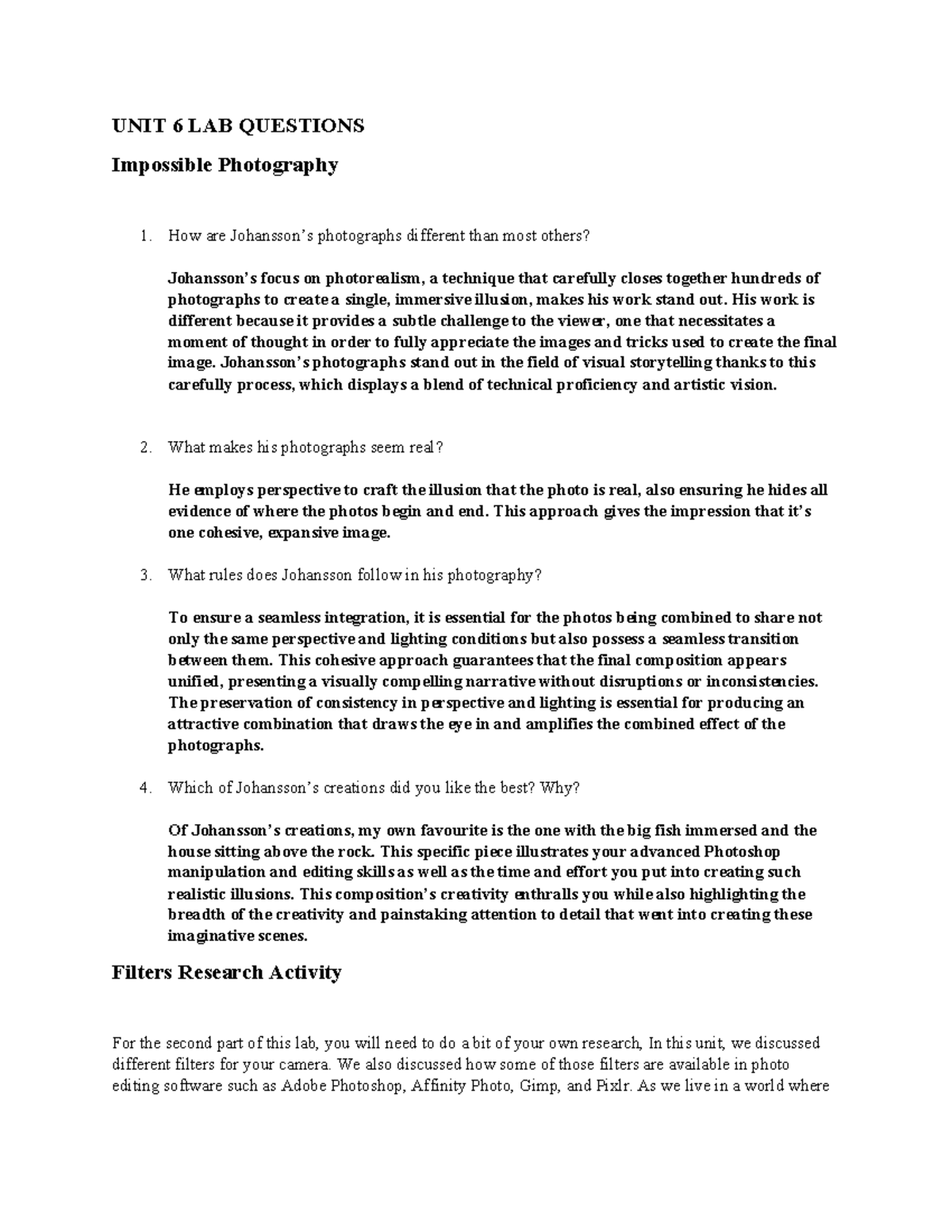 Unit 6 Lab - Exploring Impossible Photography & Cybercrime Issues - Studocu