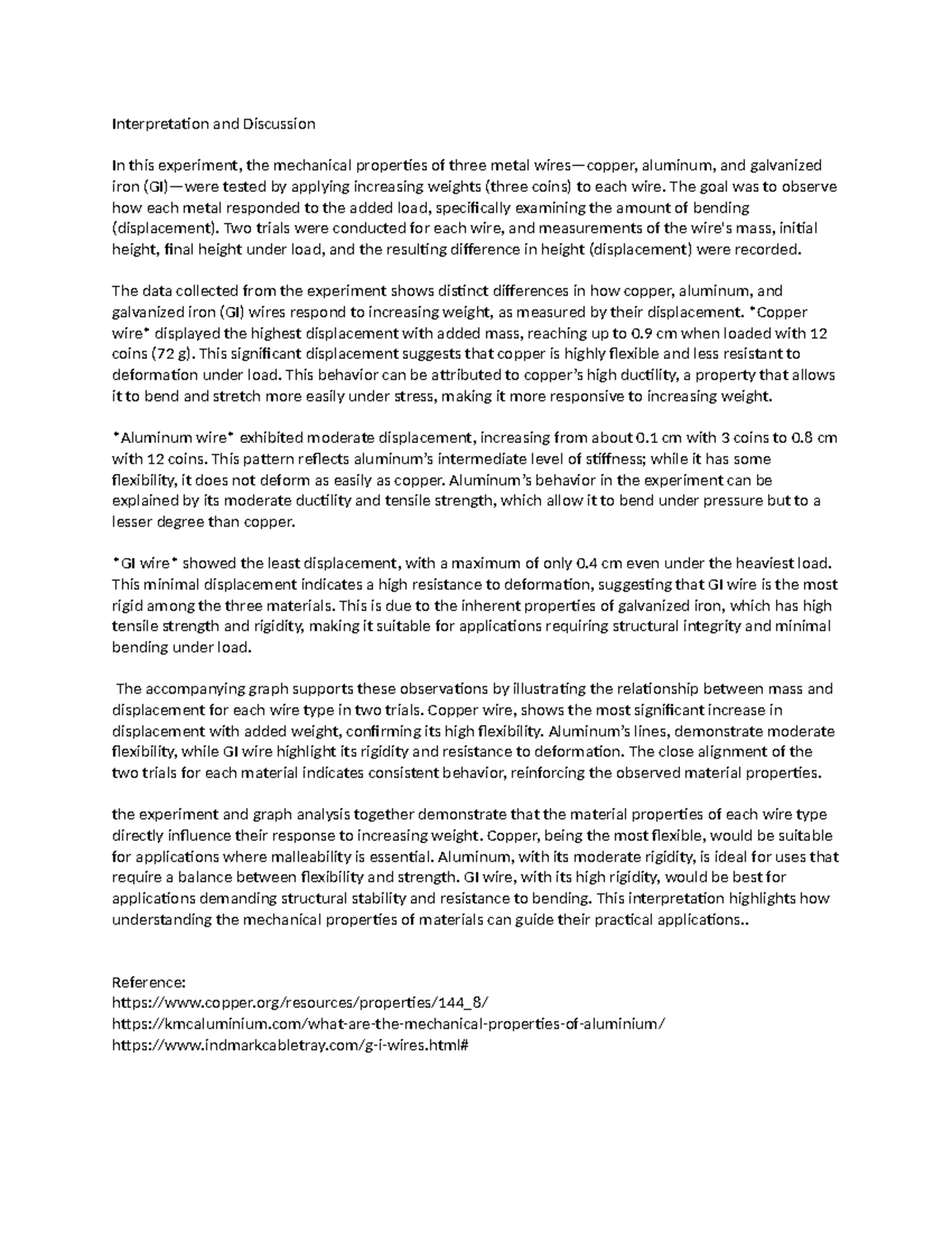 Chem lab interpretaion and discussion - Interpretation and Discussion ...