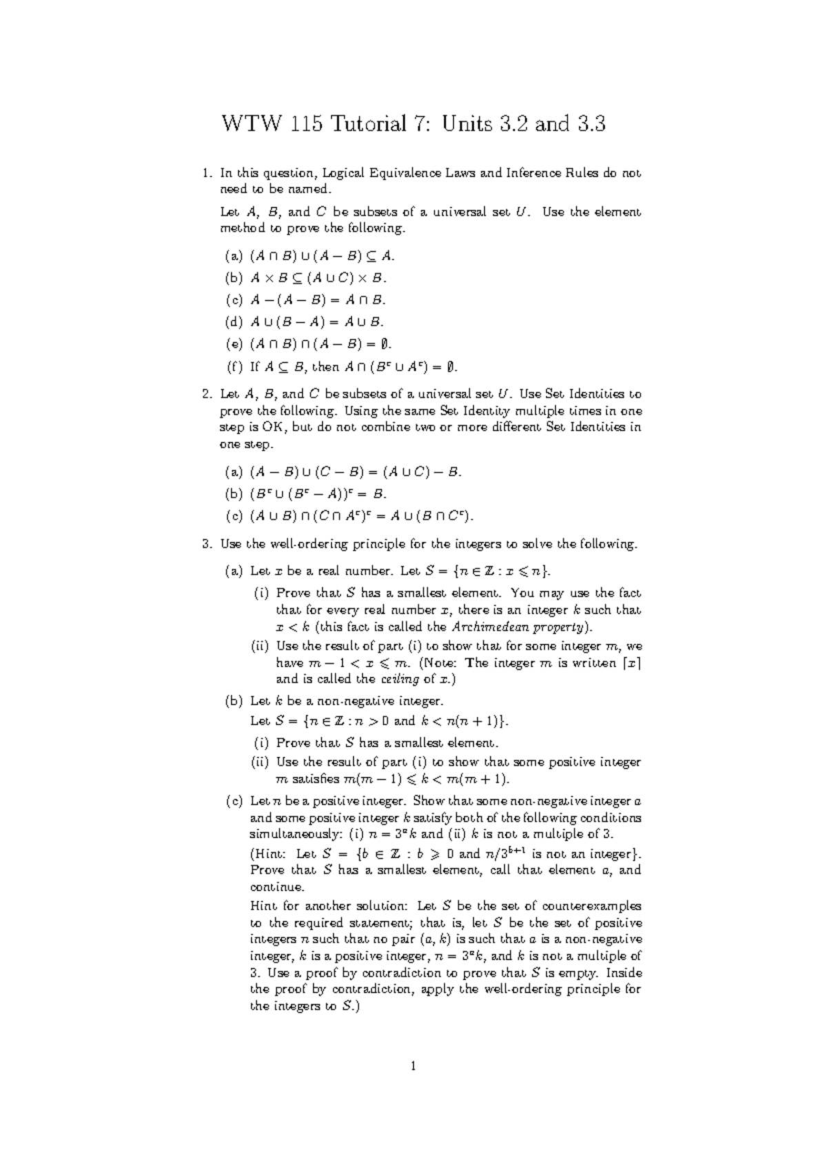 WTW 115 Tutorial 7: Units 3.2 and 3.3 - Studocu