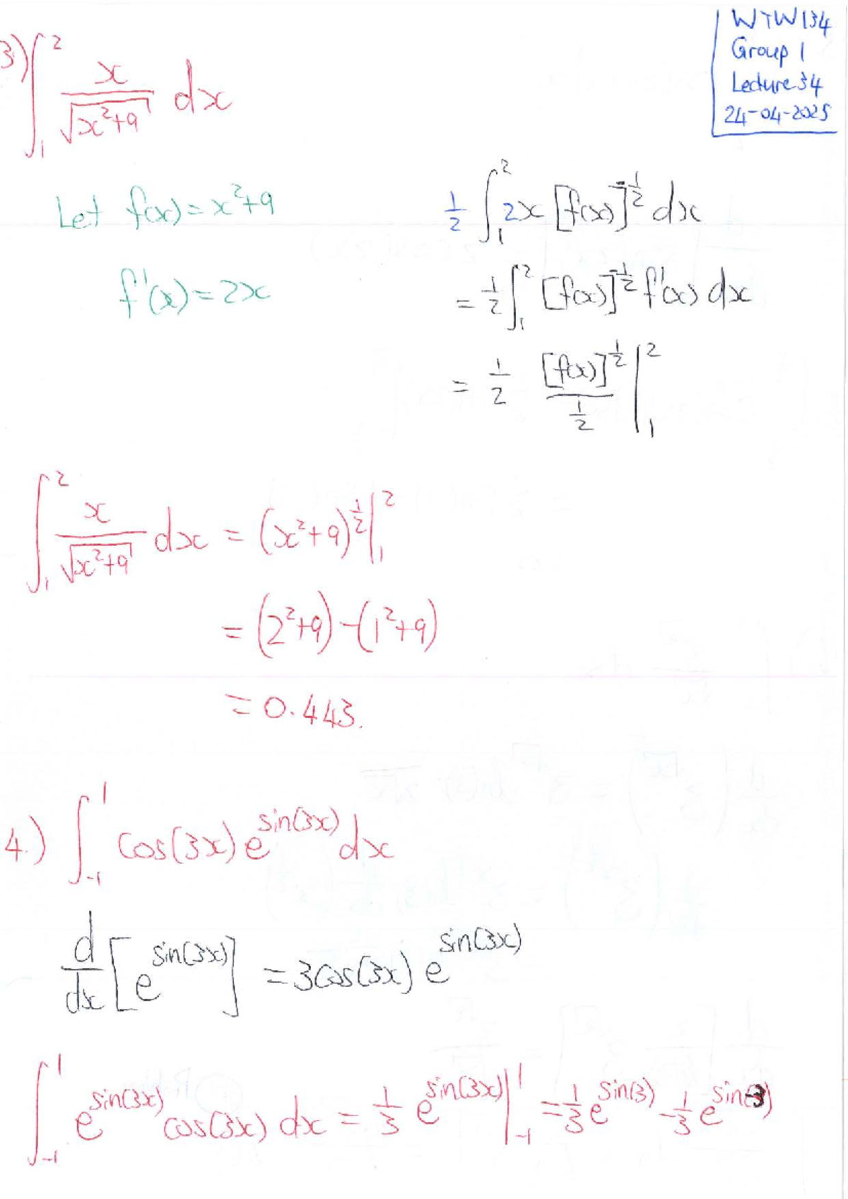 WTW 134 Lecture 34: Integral Calculus Techniques and Examples - Studocu