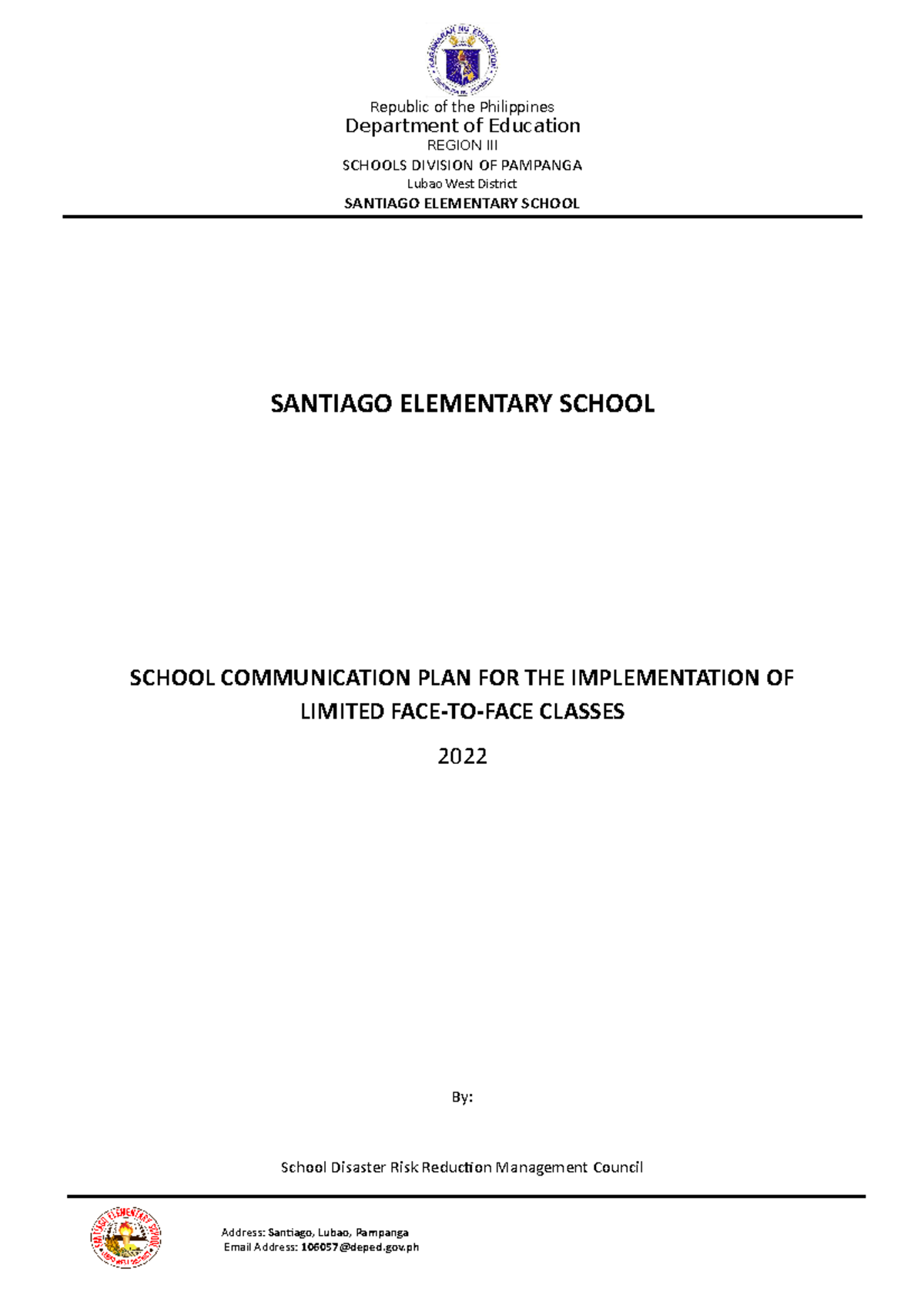 School Comm. Plan for Limited Face-to-Face Classes Implementation - Studocu