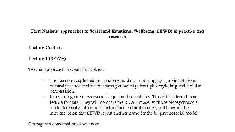 SEWB and Cultural Humility: Lecture 1 Notes (PSY101) - Studocu