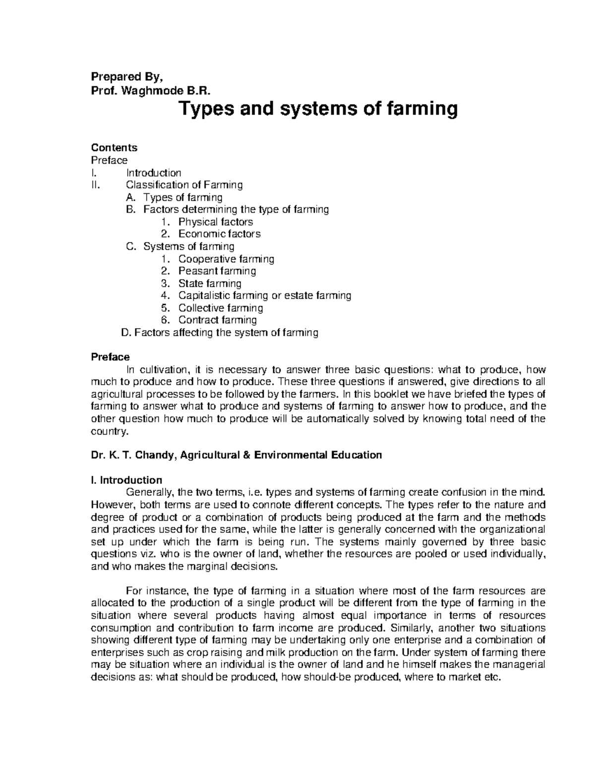 Types and systems of farming-489 - Prepared By, Prof. Waghmode B. Types ...