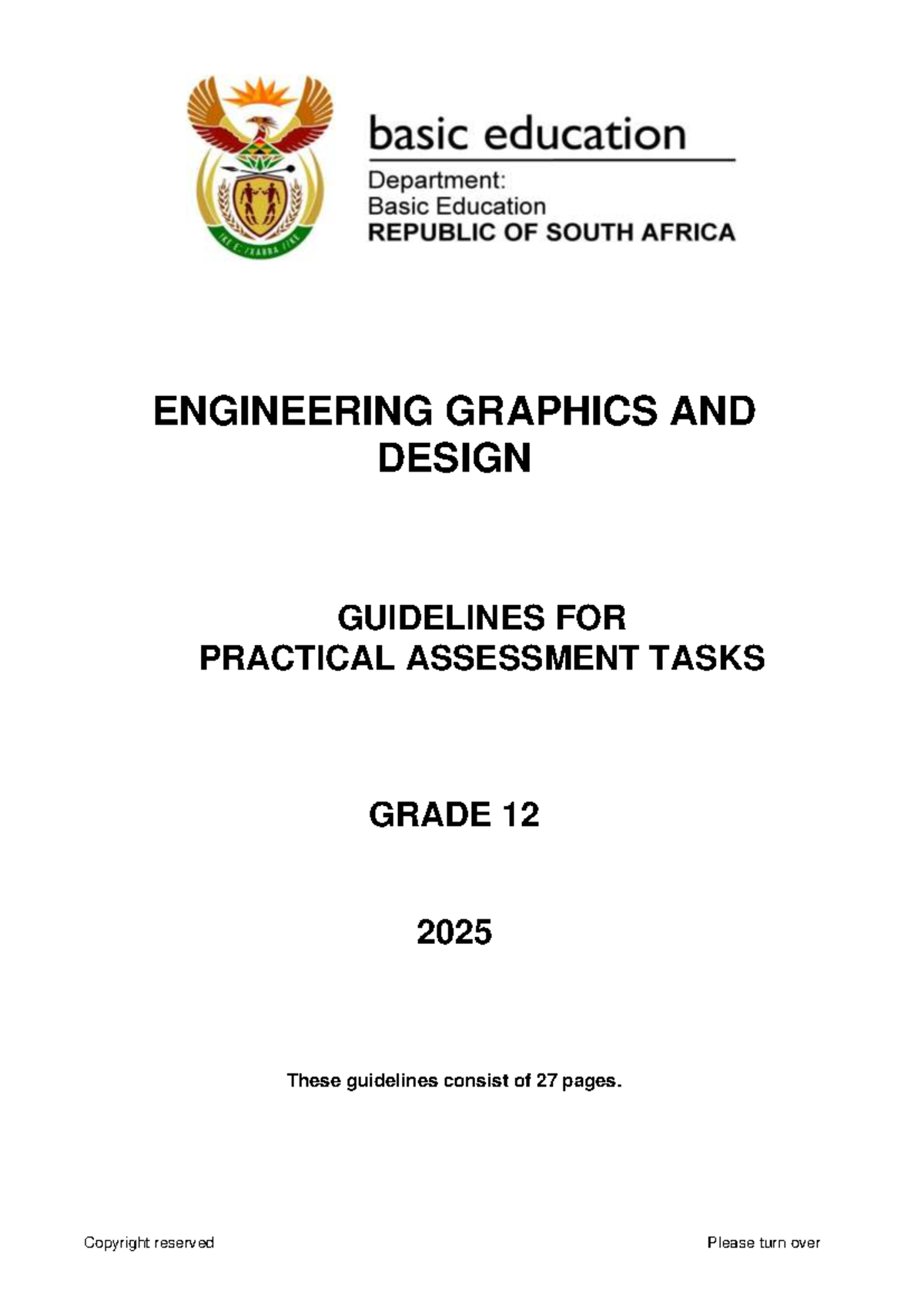 Engineering Graphics & Design PAT Guidelines GR 12 NSC 2025 - Studocu