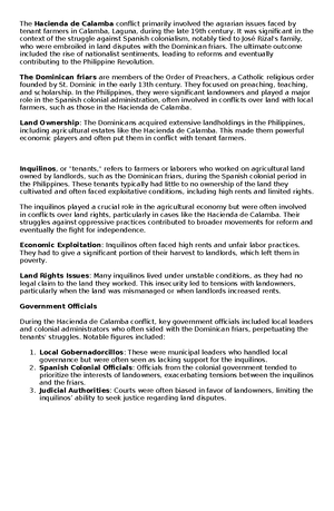 Agrarian Relations and the Friar lands module - AGRARIAN RELATIONS AND ...