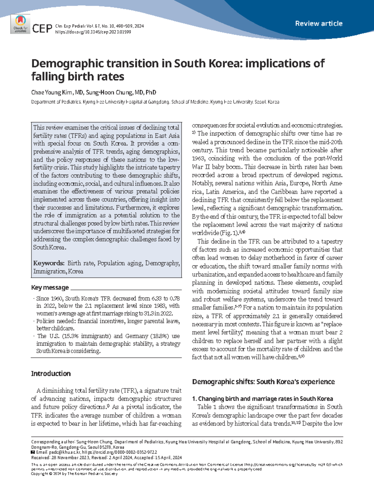 Demographic Transition in South Korea: Impacts of Low Birth Rates - Studocu