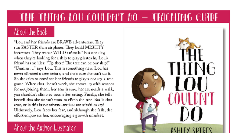 The Thing Lou Couldn’t Do Teaching Guide: Empowering Resilience in ...
