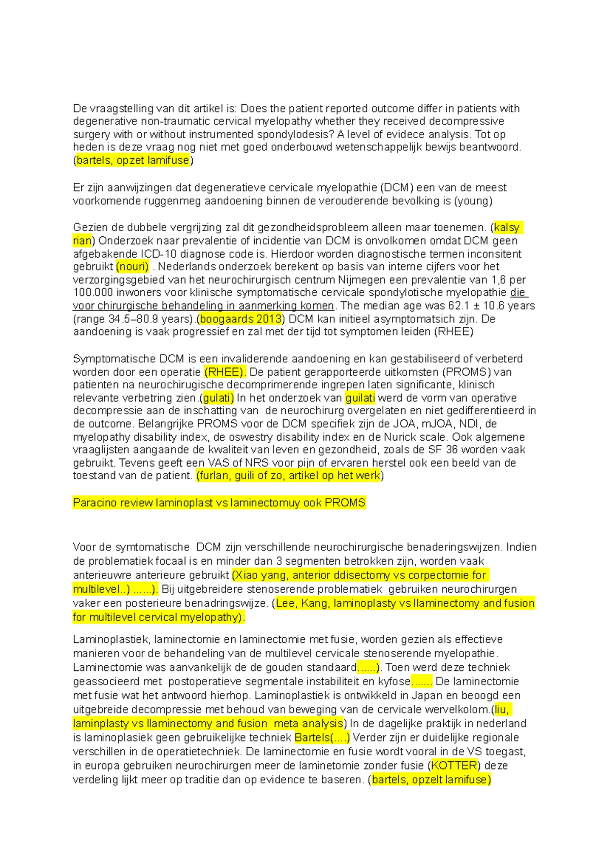 Zakkaartje Neurologie Neurologische status - Deze status staat in onze ...