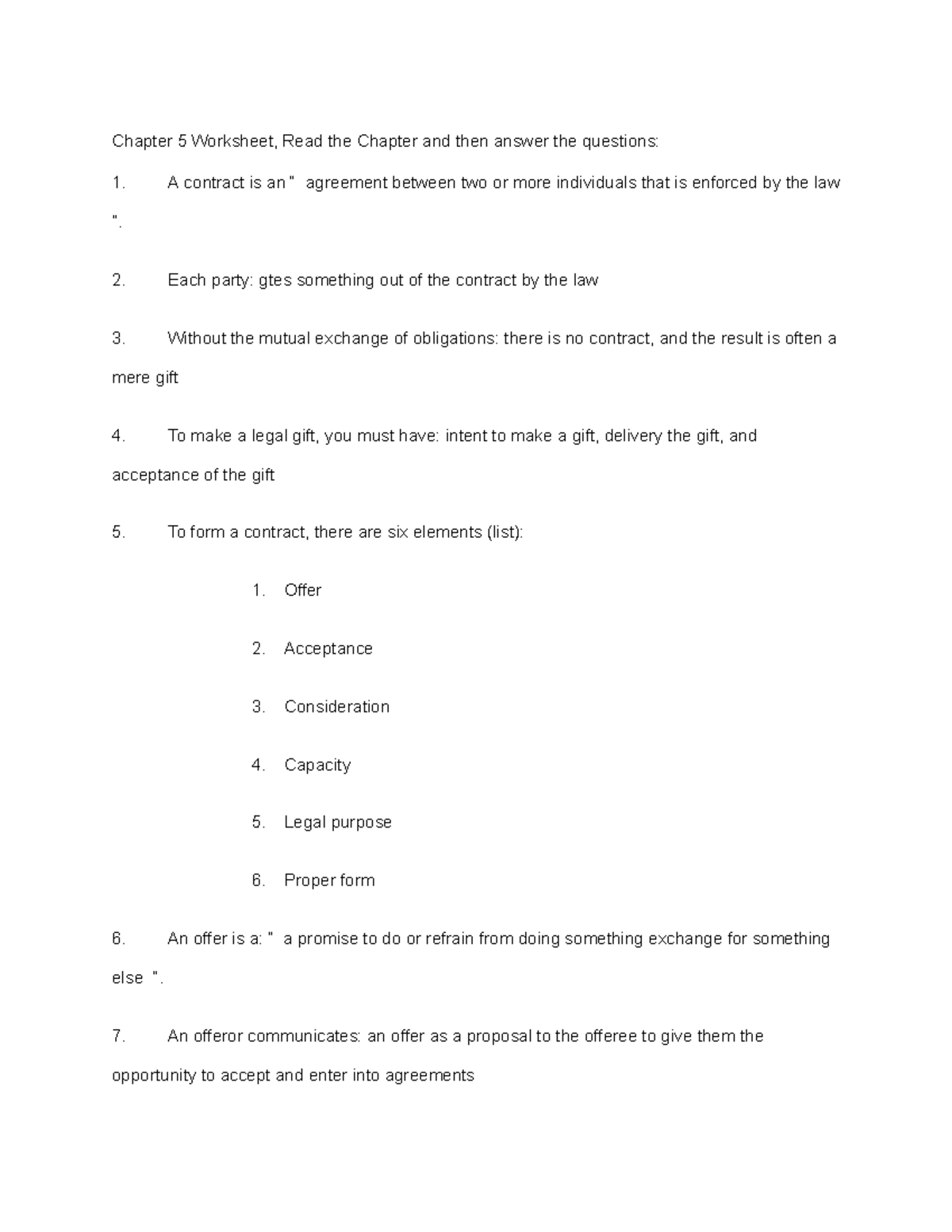Chapter 5 Worksheet: Understanding Contracts - Studocu