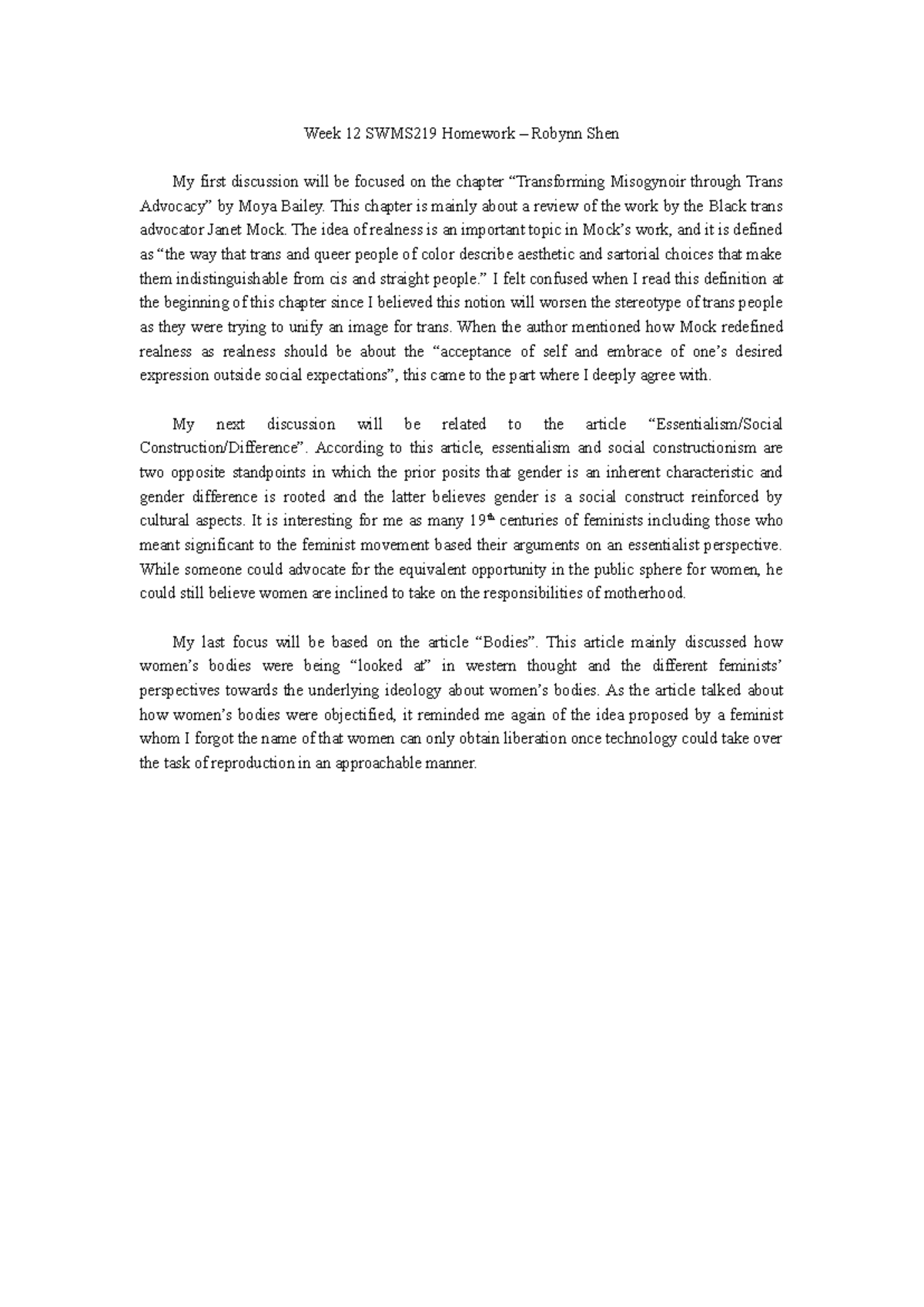 Week 12 SWMS219 Homework - Week 12 SWMS219 Homework – Robynn Shen My ...