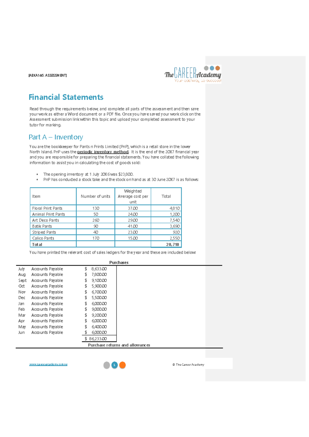 ABKA146 - Financial Statements - Grade - Financial Statements Read ...