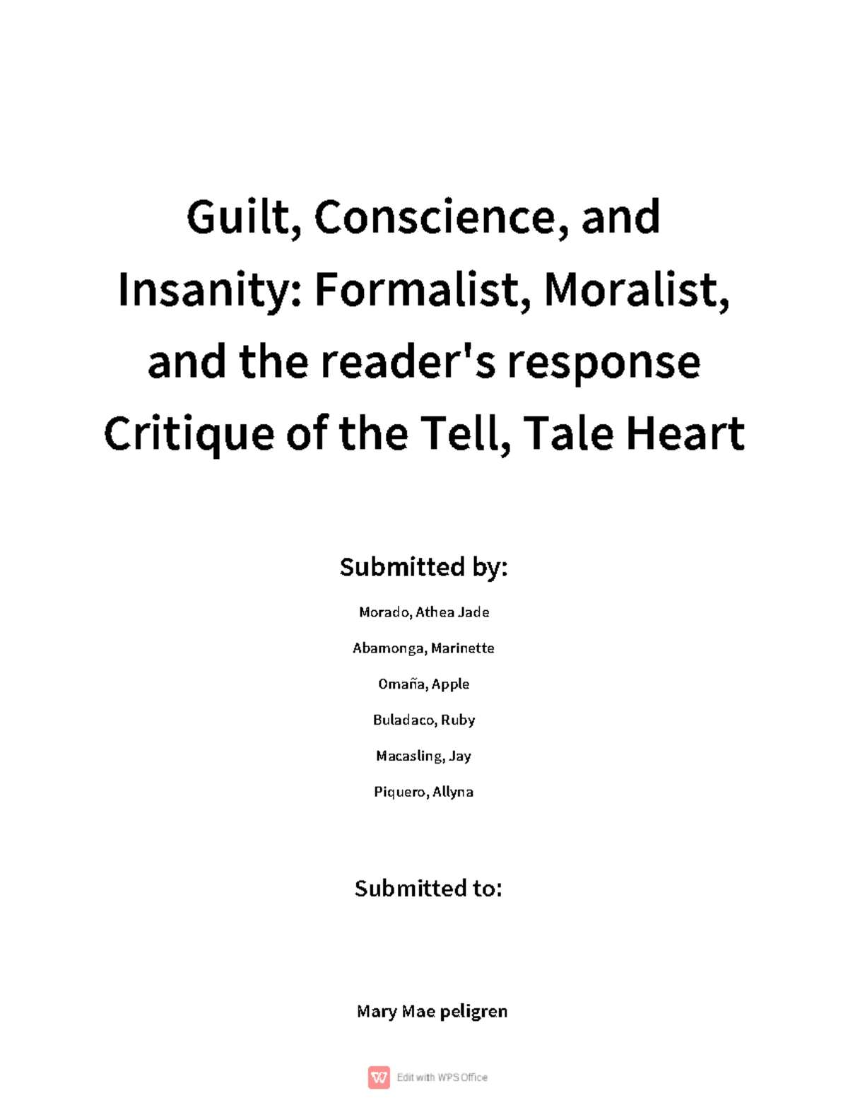 ENG 101: Guilt and Conscience in Poe's "The Tell-Tale Heart" Critique ...