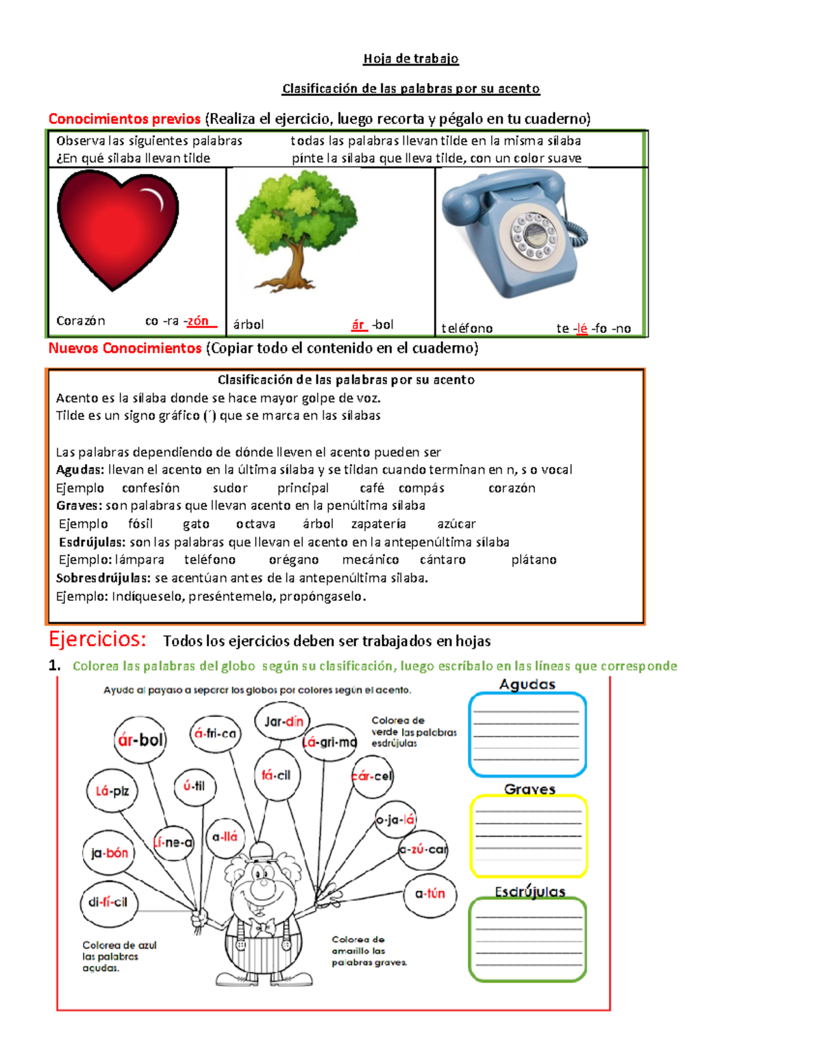 Hoja De Trabajo De Clasificación De Palabras