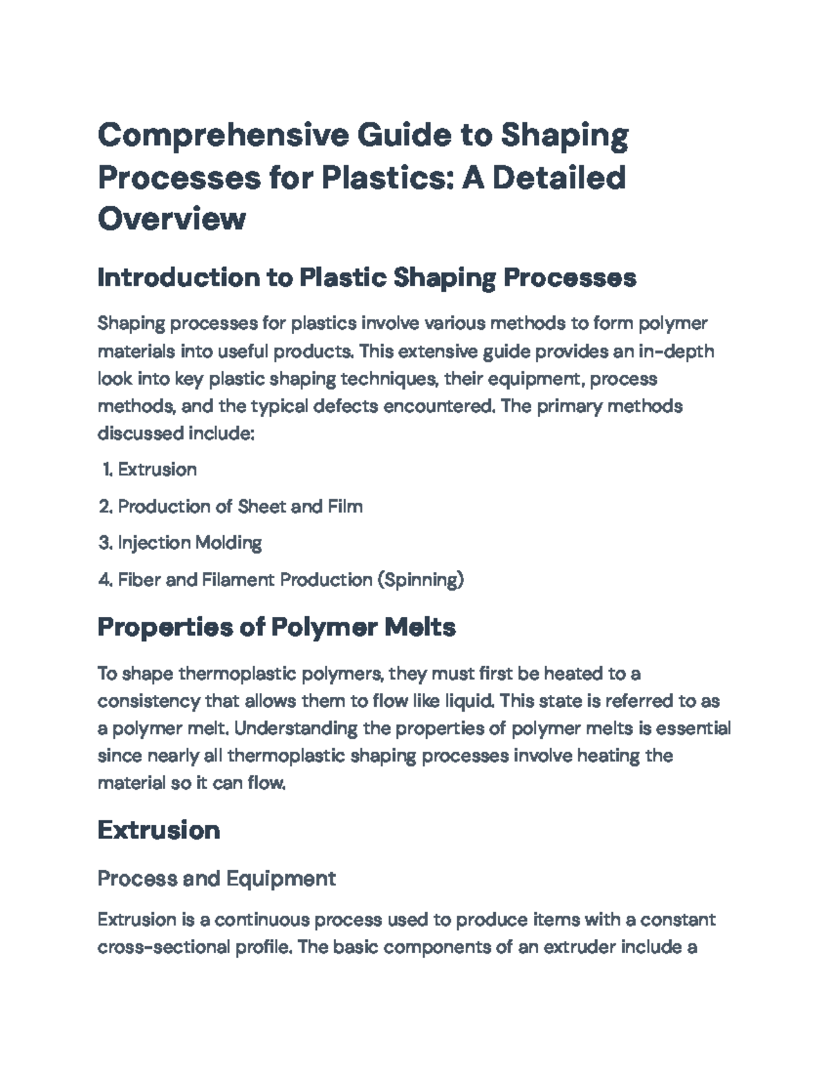 Comprehensive Guide to Plastic Shaping Processes (ENG101 ...