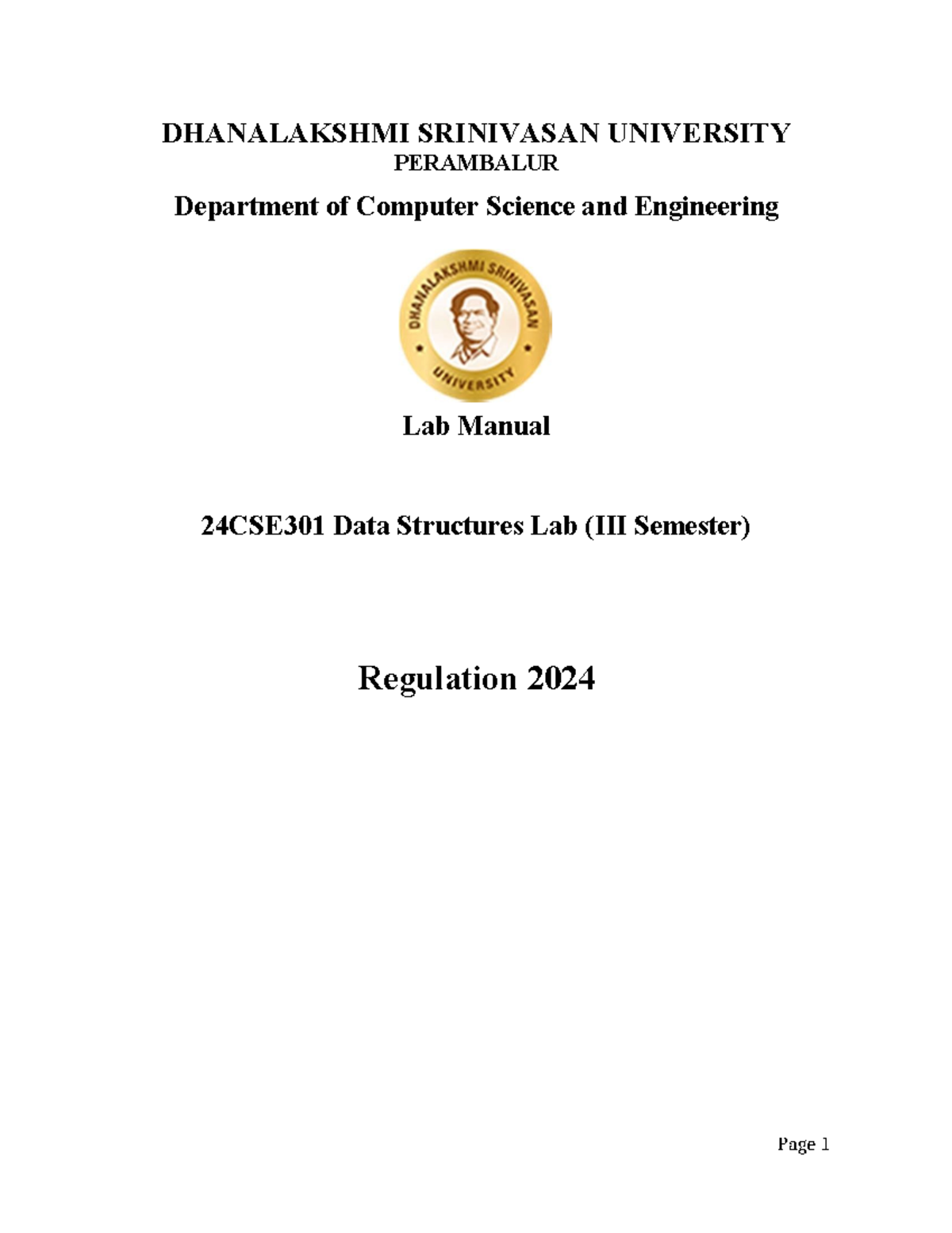 24CSE301 Data Structures Lab Manual: Exercises & Implementations - Studocu