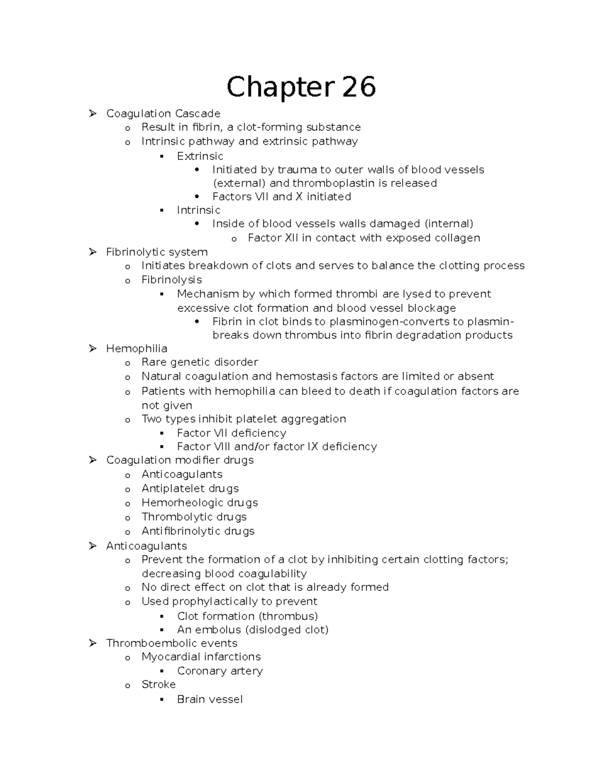Test 3 marshell - test review - Chapter 26 Coagulation Cascade o Result ...