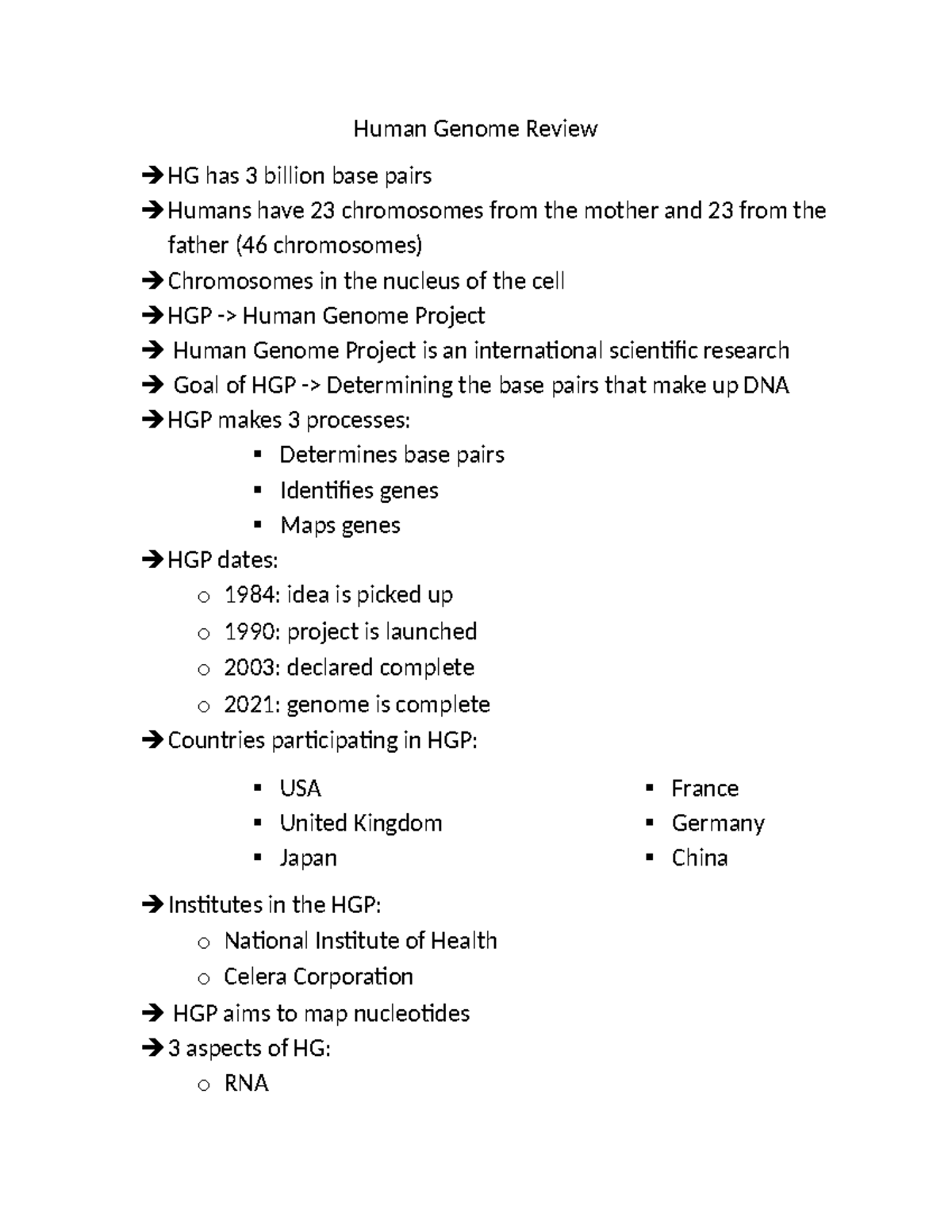 Human Genome Project Overview: Key Facts and Findings - Studocu
